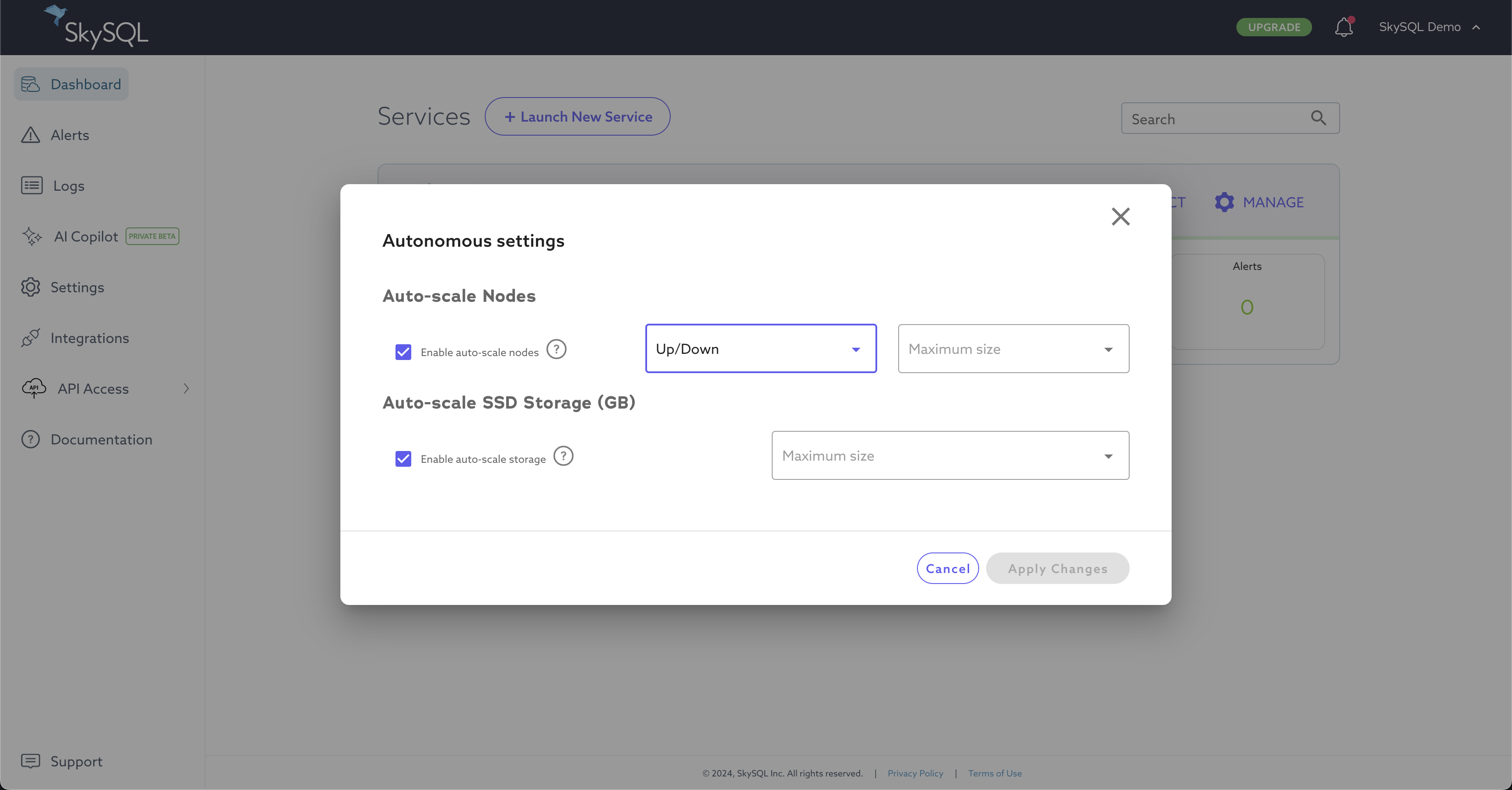 Autonomously scale Compute, Storage - SkySQL Documentation